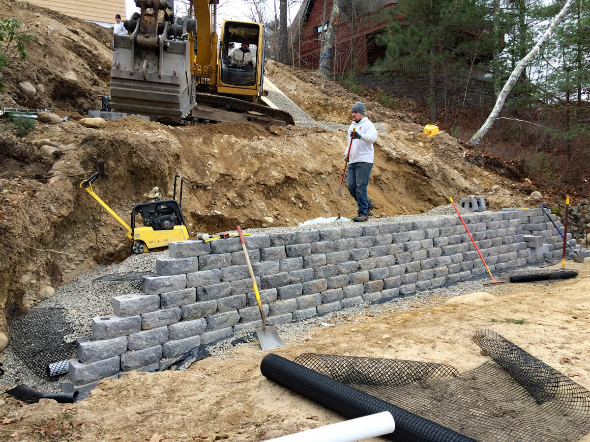 Shoreline Slope Retaining Walls | Pine River Pond Project